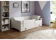 ADRK Postel NAOMI, CH-NAO-160-E1802, 160x80 cm s matrací, bílá/tmavě šedé úchyty