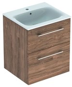 Geberit Selnova Square - Umyvadlová skříňka 64x54x48 cm, s umyvadlem, 2 zásuvky, ořech hickory 501.234.00.1