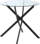 HOMCOM Kulatý Jídelní Stůl pro 4 Osoby, Kulatý Jídelní Stůl s Křížovými Nohami, Temperované Sklo, pro Jídelnu, Kuchyň, Ø80 x 75 cm, Moderní Design, Če