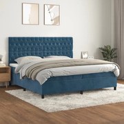 Box spring postel s matrací tmavě modrá 200x200 cm samet