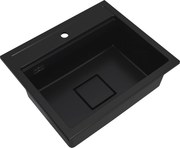 Gamma Quadro 5850, 1-komorový granitový dřez 580x495x220 mm, černá, GMA-ZLE000229