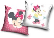 Dekorační povlak na polštář 40x40 Minnie srdíčka bílý růžový samet 12 Carbotex