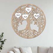dřevo života Dřevěný Rodinný strom Rozměry (cm): 40, Zvolte barvu dekoru: Dub Sonoma, Počet kusů srdíček: 4
