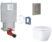 Grohe Uniset - Set předstěnové instalace, klozetu, sedátka SoftClose, tlačítka Skate Cosmopolitan a sady pro vhazování tablet Triple Vortex, kartáčovaný Hard Graphite SANI15BB5116