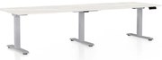 Výškově nastavitelný stůl OfficeTech Long, 260 x 80 cm, šedá podnož, bílý jasan