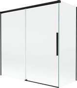 Mexen Rox, 2-křídlová posuvná vanová zástěna 160 + 70 x 150 cm, 8mm čiré sklo, černý matný profil, 8C9-160-070-70-00