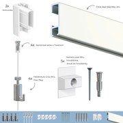 Závěsný systém na obrazy - SET Click Rail bílá RAL 9010 2m (4x perlon 4xAG)