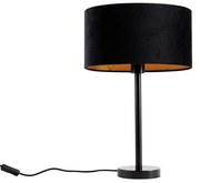 Stolní lampa černá s oválným sametovým stínítkem černým 35 cm - Simplo