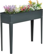 Outsunny Vyvýšený Záhon, Záhon na Byliny, Růstová Krabice s 3 Odtokovými Otvory, Květinová Krabice s Nohami, Kov, 100 x 30 x 80 cm | Aosom