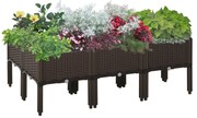 Outsunny vyvýšený záhon 6dílný truhlík s ratanovým vzhledem a drenážními otvory DIY hnědý 40x40x44cm pro zahradu a balkon | Aosom.de