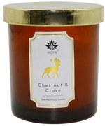 Arome Svíčka v barevném skle s víčkem, Chestnut & Clove, 125 g