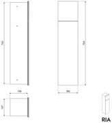 Skrytý WC modul RIANerezová ocel - 18 x 76,4 x 15,8 cm - Skleněná přední strana - Černá matná