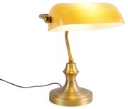 Chytrá bankéřská lampa bronzová s jantarovým sklem vč. WiFi A60 - Banker