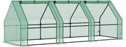 Zelený skleník Outsunny se 3 rolovacími okny, PE síťovou fólií, ocelovým rámem, balkonový skleník, zahradní skleník, 270x90x90 cm, skleník pro rajčata