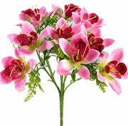 umělá květina, orchidej Cattleya, sada 10 ks, 33x10 cm, plast, růžová, Dekorino UK20260024