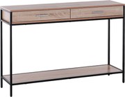 HOMCOM Konferenční stolek v industriálním stylu s šuplíky a ocelovou konstrukcí pro vstupní halu 120x30x81,5 cm Dub | Aosom