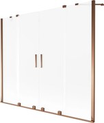 Mexen Velar Duo, 2-křídlová posuvná vanová zástěna 180 x 150 cm, 8mm sklo námraza, růžové zlato, 896-180-000-32-60