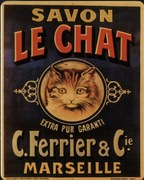 Plechová cedule Savon Le chat