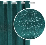 Spod Igły i Nitki Záclona připravená na průchodky 140x250 tyrkysový tmavý velur s krystaly Shiny