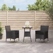 3dílný zahradní bistro set s poduškami černý polyratan 3187416