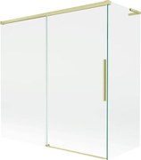 Mexen Rox, L posuvná 2-křídlová vanová zástěna 160 + 70 x 150 cm, 8mm čiré sklo, zlatý matný profil, 8C9L-160-070-55-00