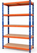 Regál 200x90x50 cm lakovaný 5-policový, nosnost 1000 kg - modro-oranžový