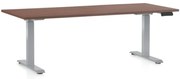 Výškově nastavitelný stůl OfficeTech D, 180 x 80 cm, šedá podnož, ořech