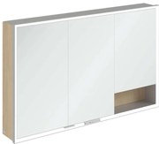 Villeroy & Boch My View+ - Zrcadlová skříňka s LED osvětlením 120x75x17 cm, 3 dvířka, Nordic Oak/šedá A48112VJ