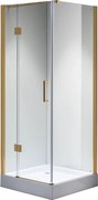 BPS-koupelny Čtvercový sprchový kout HYD-SK1390B 90x90 zlatá/transparent - bez vaničky