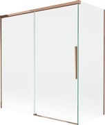 Mexen Rox, 2-křídlová posuvná vanová zástěna 150 + 70 x 150 cm, 8mm čiré sklo, růžové zlato profil, 8C9-150-070-60-00
