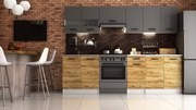 Kuchyňská linka LUIZA III 260x200 - Grafit + dub artisan