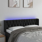 Čelo postele s LED černé 147 x 16 x 78/88 cm samet