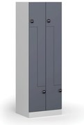 Kovová šatní skříňka S1 Z, 4 oddíly, 1850 x 600 x 500 mm, demont, RFID zámek, tmavě šedé dveře