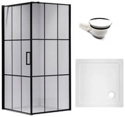 BPS-koupelny Čtvercový sprchový kout HYD-SK13A 80x80 černá/transparent + vanička HYD-SSV-ST02A bílá