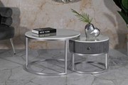 Sada konferenčních stolků Laquinta 70 cm šedá / stříbrná