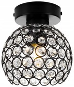 Stropní svítidlo Crystal, 1x černé křišťálové stínítko