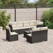 9dílná zahradní sedací souprava s poduškami černá polyratan 3249605