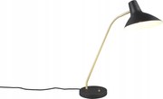 Minimalistická stolní lampa černá matná s mosazným ramenem E27 10W Trio