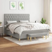 Box Spring Postel S Matrací Textil Světle Šedá Prošívaný design 160 x 200
