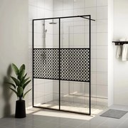 Zástěna do průchozí sprchy čiré ESG sklo 140 x 195 cm černá 151032
