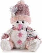 Sněhulák v růžových tónech s bambulí 30 cm