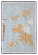Modro-béžový pratelný ručně tkaný bavlněný dětský hrací koberec 70x100 cm Mini Worldmap – Lorena Canals