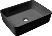 Invena Paro, keramické umyvadlo na desku 47,5x37,5x14,5 cm, černá matná, INV-CE-36-005-C