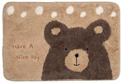 Béžová koupelnová předložka s medvěděm Have a Nice Day – 58x38x1 cm