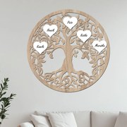 dřevo života Dřevěný Rodinný strom Rozměry (cm): 40, Zvolte barvu dekoru: Dub Sonoma, Počet kusů srdíček: 5