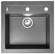 Alveus Formic - Granitový dřez 52x51 cm, s ovládáním odtoku, steel 1103762