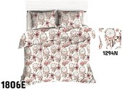 KARO Bavlněné povlečení 140x200 1806E Lapač snů peří bílý růžový 1294N