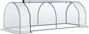 Skleník Outsunny s Dveřmi, fóliový skleník z oceli, skleník pro balkon, zahradu, dům na rajčata 250x100x80cm, skleník na rajčata, zeleninu, květiny, r