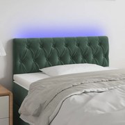 Čelo postele s LED tmavě zelené 90 x 7 x 78/88 cm samet