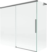 Mexen Rox, L posuvná 2-křídlová vanová zástěna 170 + 70 x 150 cm, 8mm čiré sklo, grafitový profil, 8C9L-170-070-95-00